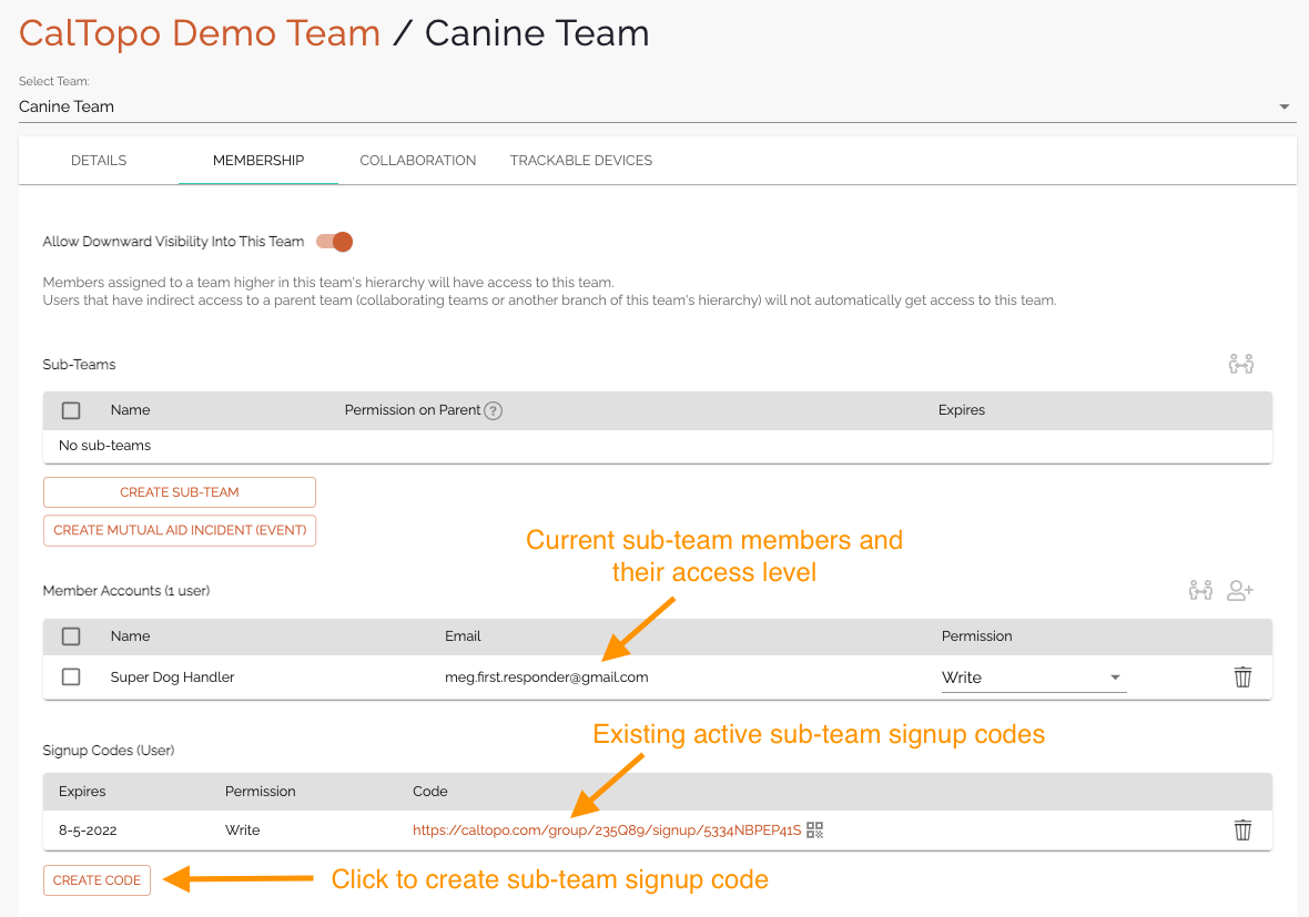 Sub-Teams | CalTopo Training